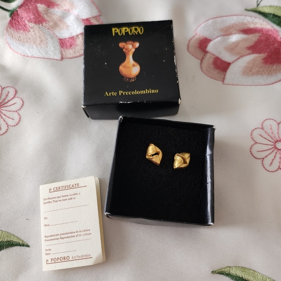 Poporo | Jewelry | Poporo Art Precolumbian Gold Earrings New | Poshmark